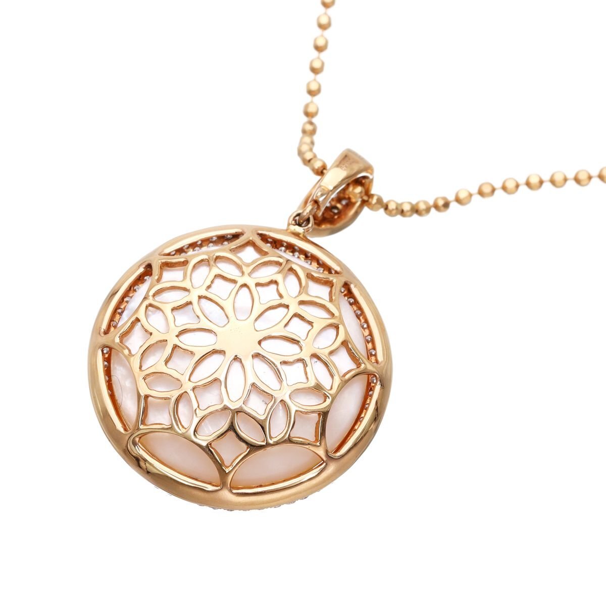 Yahoo!オークション - K18PG マベパール ダイヤモンド ペンダントネッ...