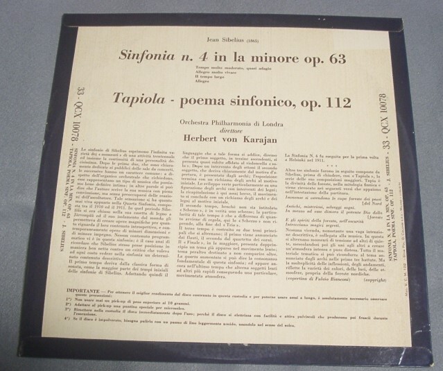 Yahoo!オークション - カラヤン/シベリウス Sym4～イタリア)QCXコロン...
