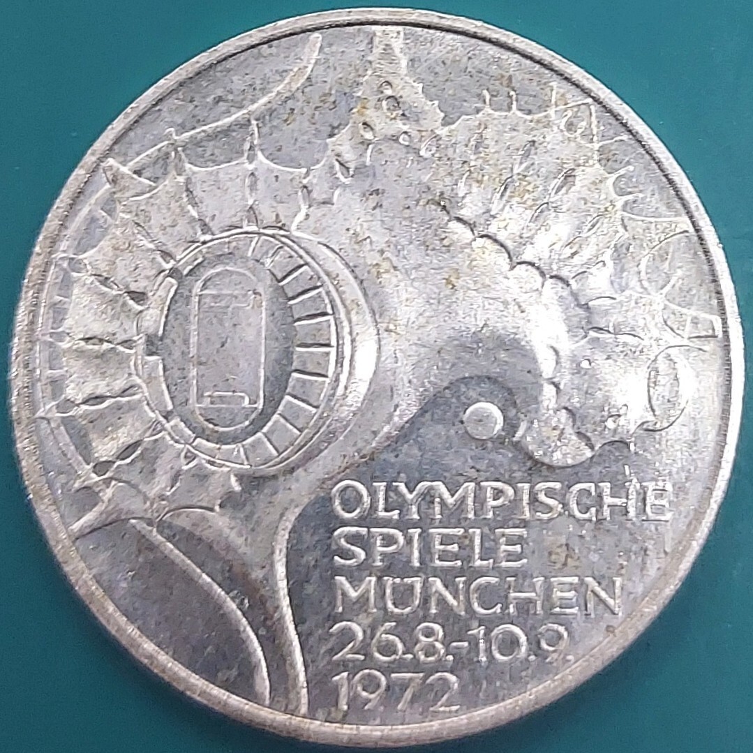 Yahoo!オークション - ドイツ ミュンヘンオリンピック 10マルク 銀貨記...