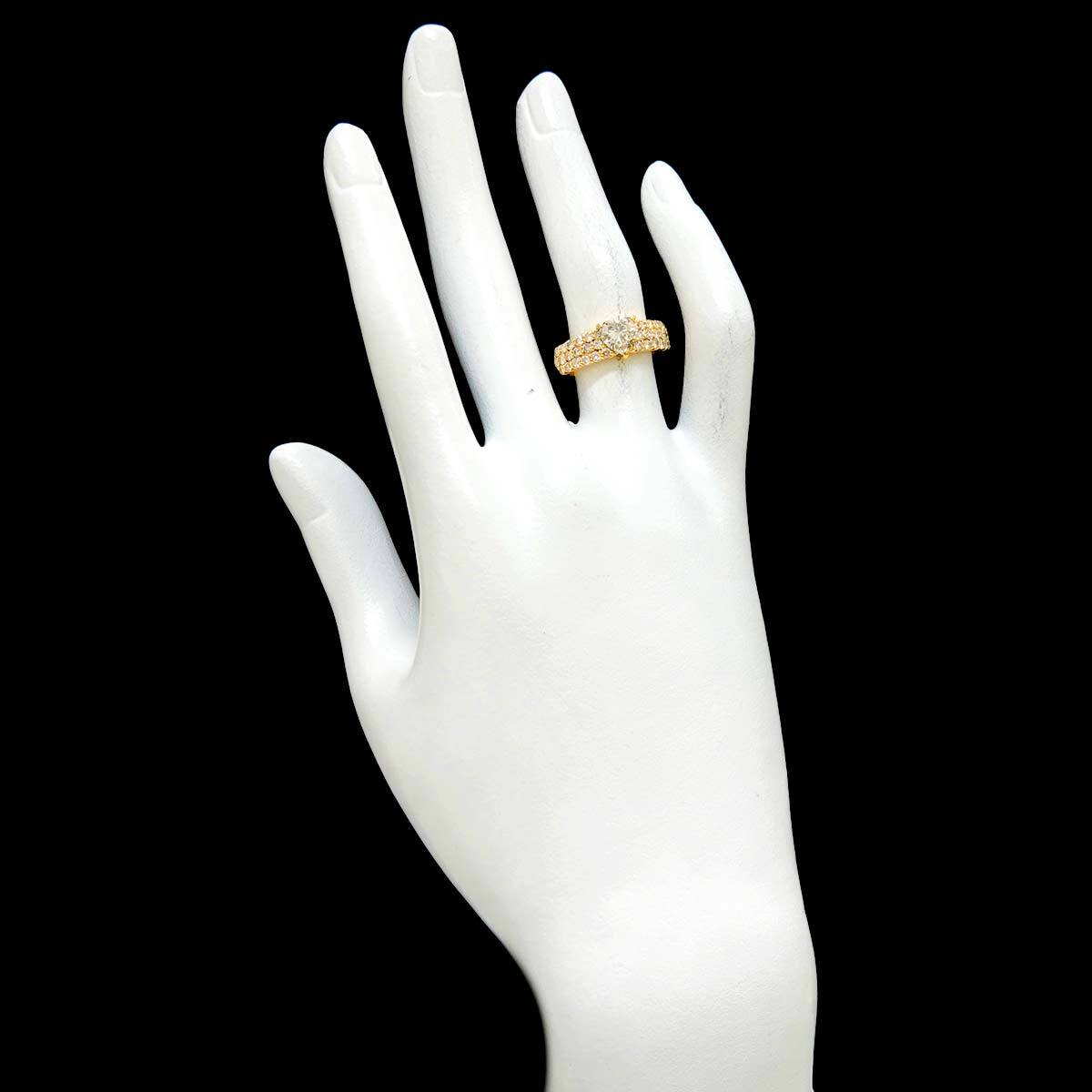 Yahoo!オークション - リング 11号 ダイヤ 0.84ct/0.70ct K18 YG イエ...