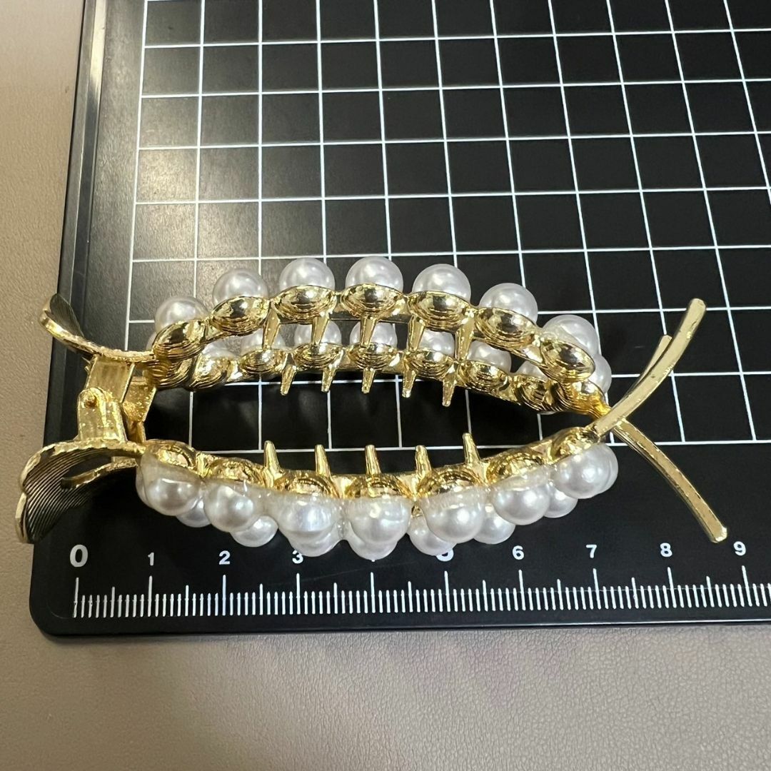 Yahoo!オークション - E513 匿名配送 パールポニーテールクリップ お団...