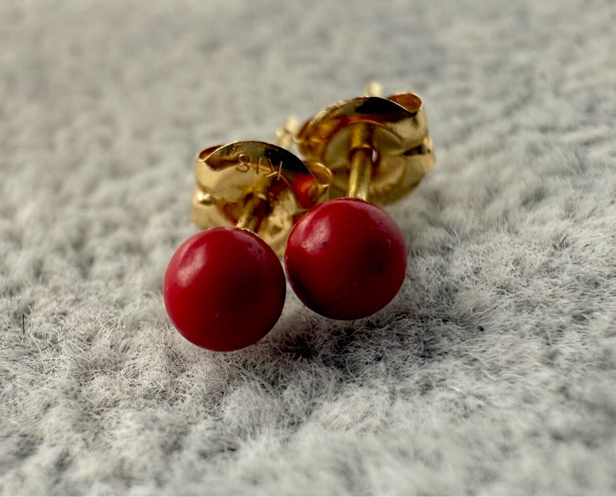 Yahoo!オークション - 【逸】X308 アクセサリー ピアス 珊瑚 K18刻印 0...