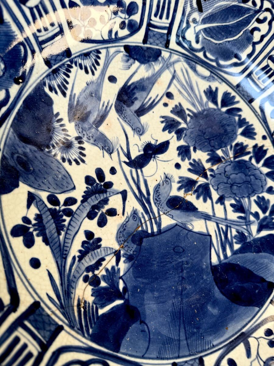 Yahoo!オークション - 【逸】C347 陶器 陶芸 九谷青花 染付 花鳥文 古...