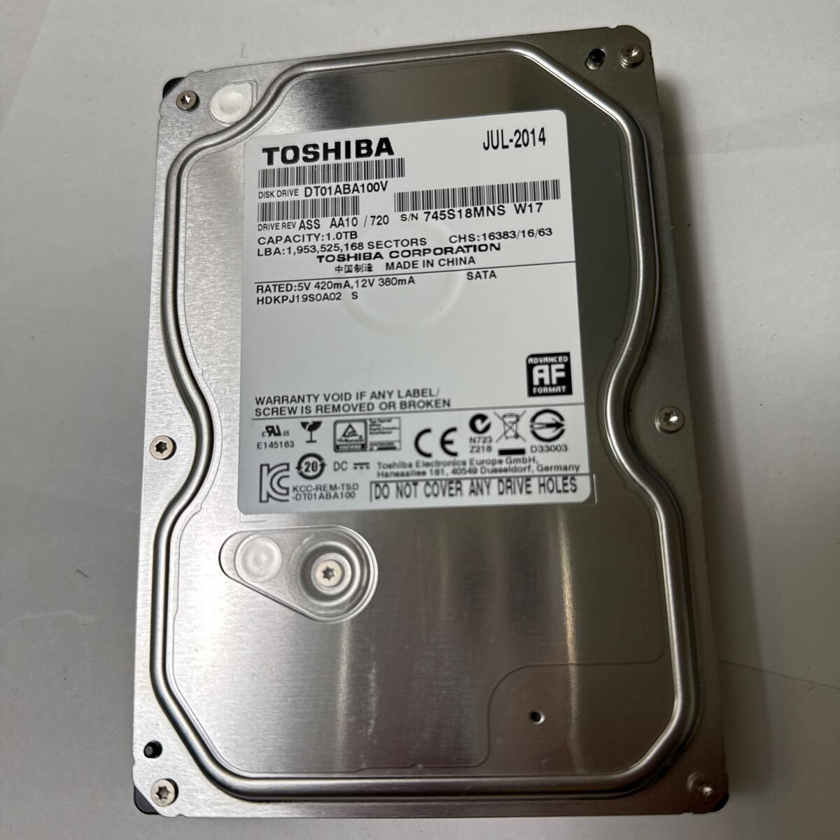 Yahoo!オークション - X59 使用41988 状態注意 TOSHIBA SATA 3.5インチ...