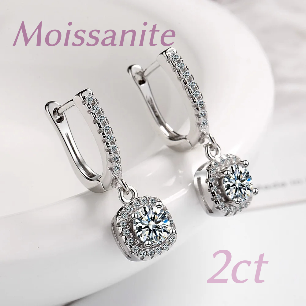 Yahoo!オークション - モアサナイト 2ct ラディアント ピアス S925 レ...