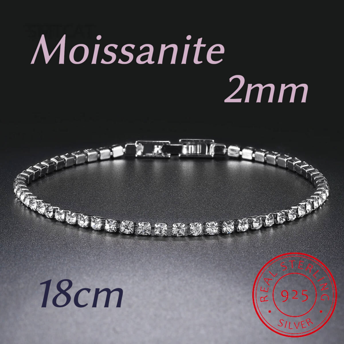 Yahoo!オークション - S925 モアサナイト 2mm テニスブレスレット シル...