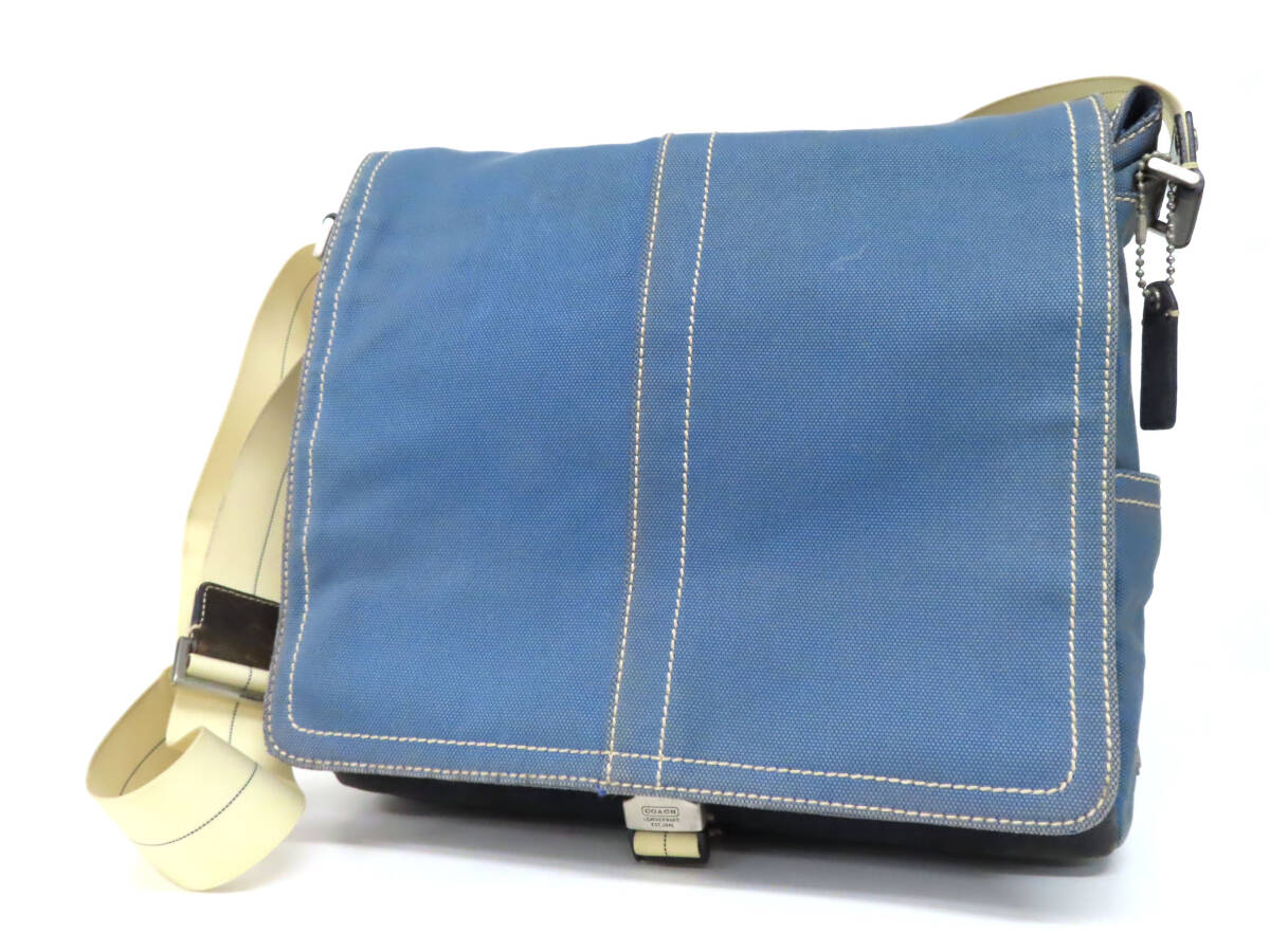 Yahoo!オークション - 26852 COACH コーチ デニム キャンバス×スエー...