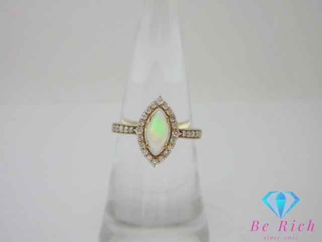 Yahoo!オークション - K18 YG ホワイト オパール 0.45ct ダイヤモンド ...