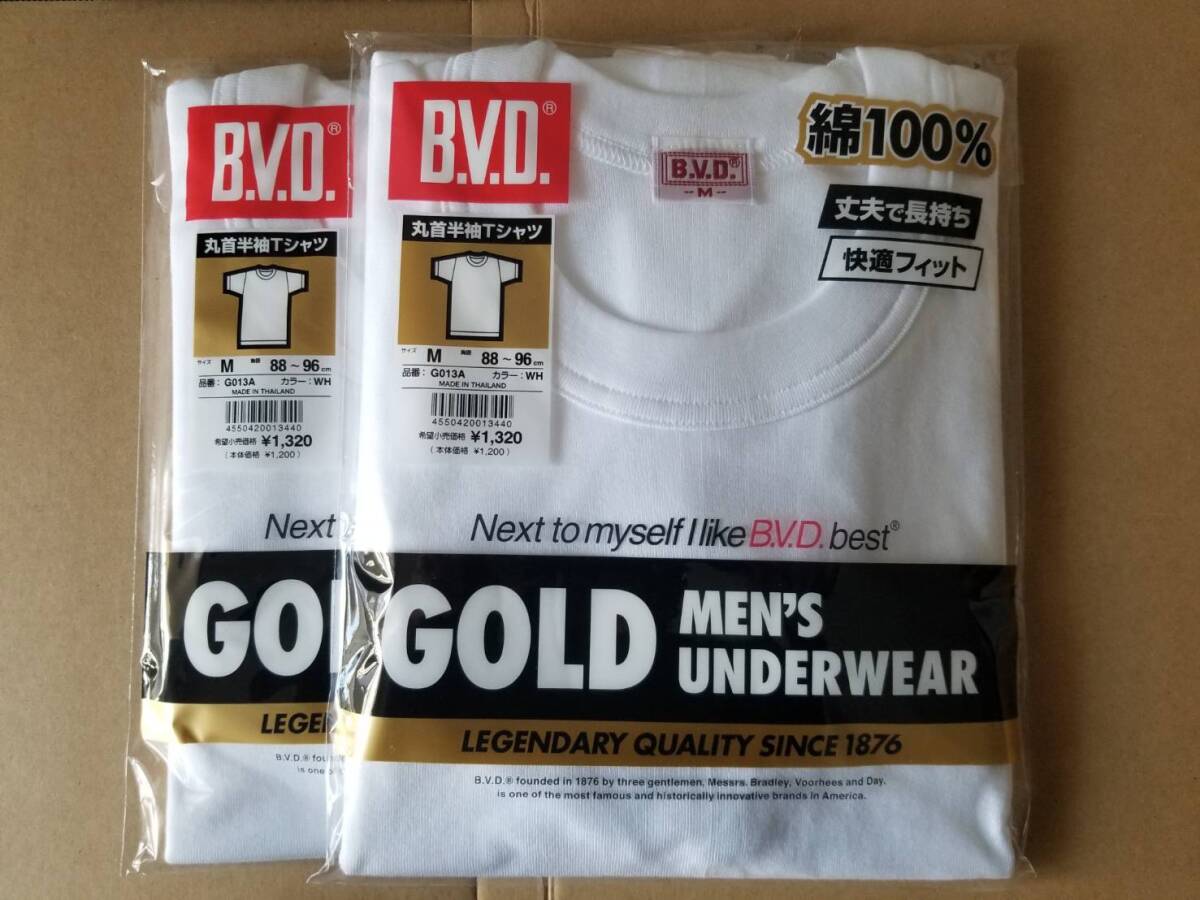 Yahoo!オークション - BVD GOLD 丸首半袖シャツ Mサイズ 2枚 白②