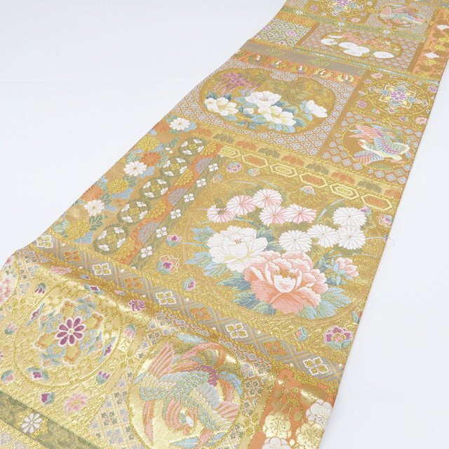 Yahoo!オークション - きもの北條 琳派格天井絵文 花鳥模様 箔糸 全通...