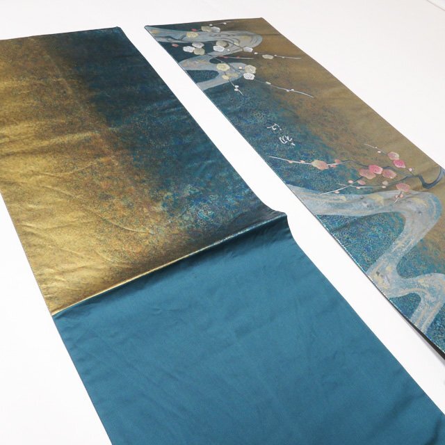 Yahoo!オークション - きもの北條 螺鈿箔 流水に紅白梅の図 三通 引箔...