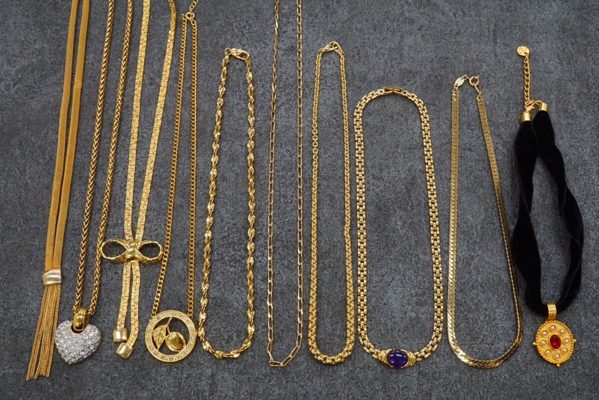 Yahoo!オークション - B156 海外製含む ゴールドカラー ネックレス 10...