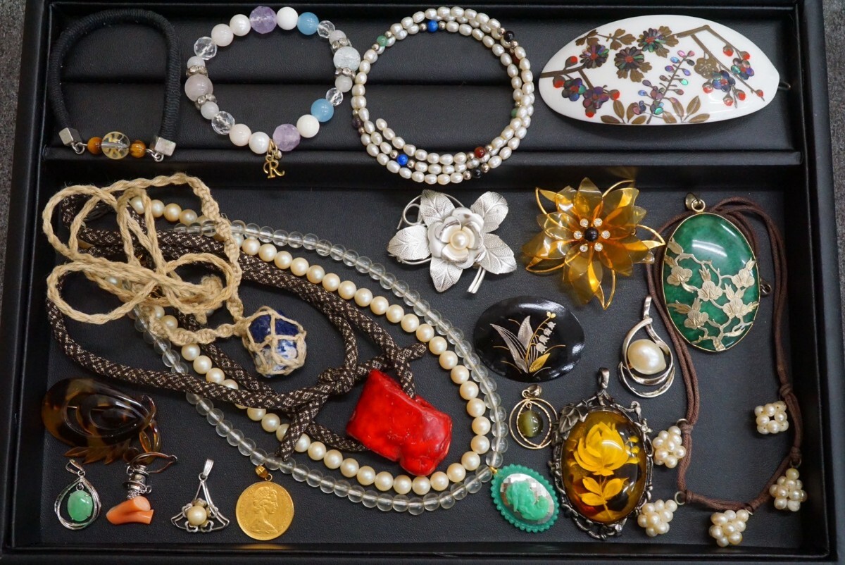 Yahoo!オークション - C475 ジャンク含む 本真珠 本べっ甲など ネック...