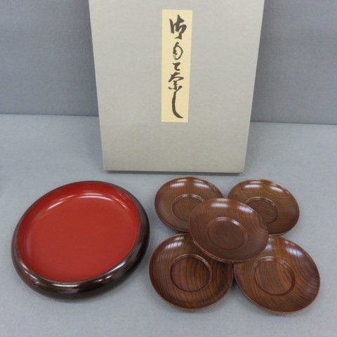Yahoo!オークション - E341 香川漆器 菓子器/茶托5枚 未使用 3/6 A