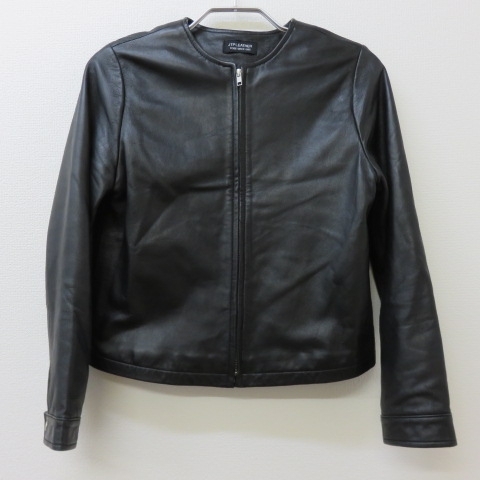 Yahoo!オークション - 3206 JTP LEATHER 羊革 ノーカラーブルゾン 40 ...