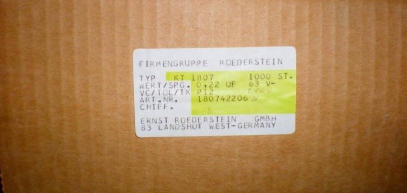 噂のEROが激安 EROコンデンサ 20個セット 0.22uF 63V KT1807 Roederstein ERO 使えばわかります ham(コンデンサ)｜売買されたオークション情報 ...