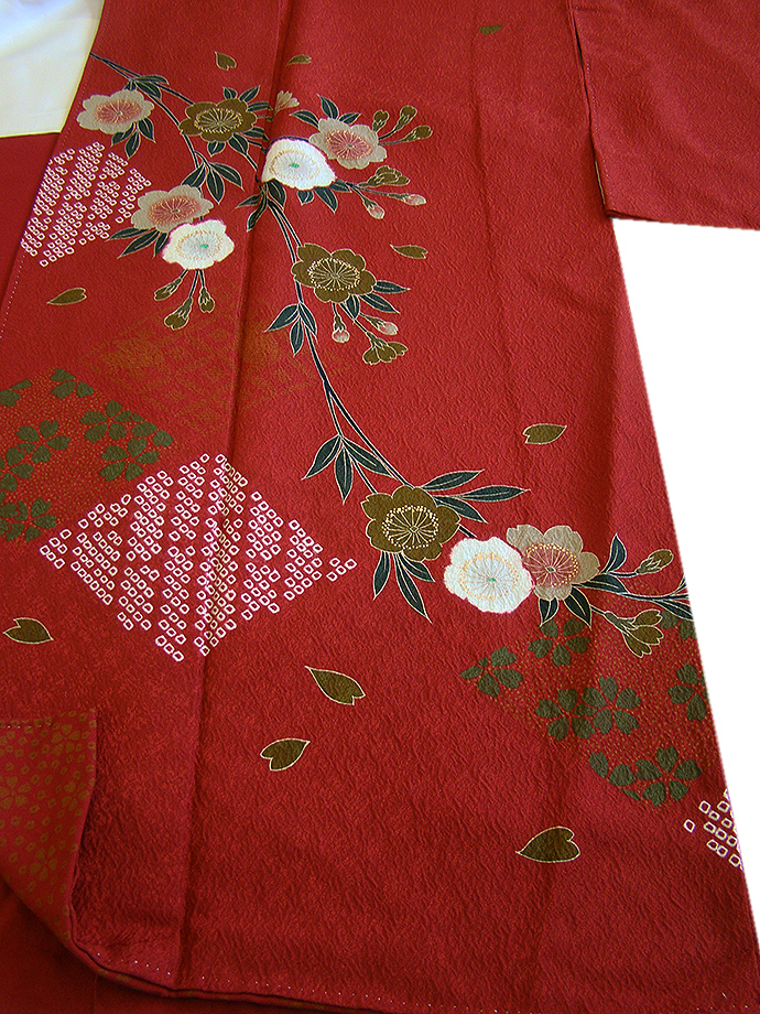 時代屋 裄67.1cm 成人式 縮緬地 振袖 西陣織 袋帯 帯〆 帯揚 重ね衿 5点 セット 正絹 仕立上り 袷 156cm 162cm L321(振袖)｜売買されたオークション情報 ...