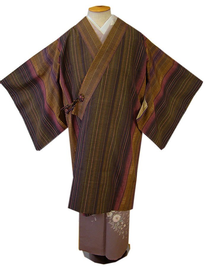 Yahoo!オークション - 時代屋 裄66.3cm 着物通 紬地 ロング 道中着 ...