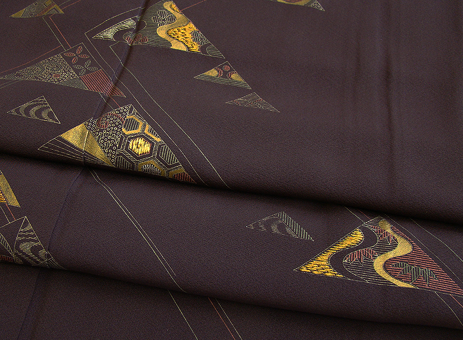 Yahoo!オークション - 時代屋 裄66.3cm S寸 一越地 金彩染柄 附下げ ...