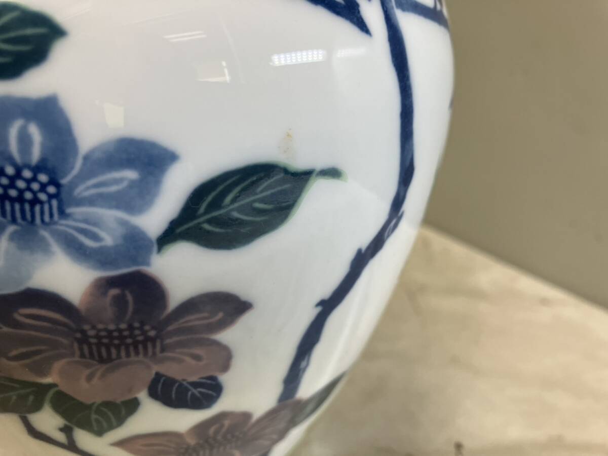 142)大倉陶園 OKURA 梅椿に小禽図 梅 椿 小鳥 花瓶 花器 壺 高 142)大倉陶園 OKURA 梅椿に小禽図 梅 椿 小鳥 花瓶 花器 壺 高