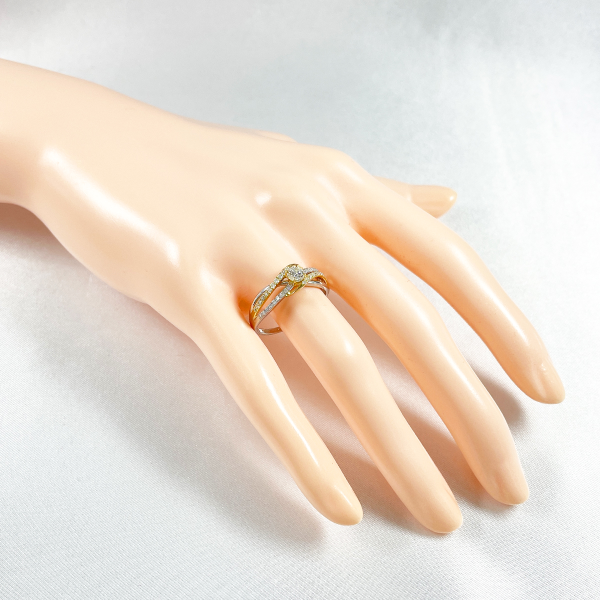 Yahoo!オークション - Pt900 K18 天然ダイヤモンド 0.19ct 0.21ct リン...