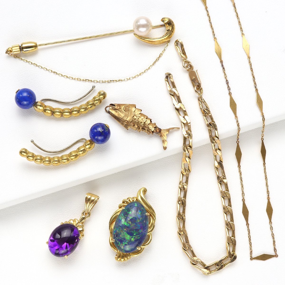 おたからや K18刻印/K18相当ジュエリー 7点 約27.3g ホルダー含 石付ペンダントトップ ピアス等 X線結果ご参照下さい B-YA00961(イエローゴールド)｜売買された ...