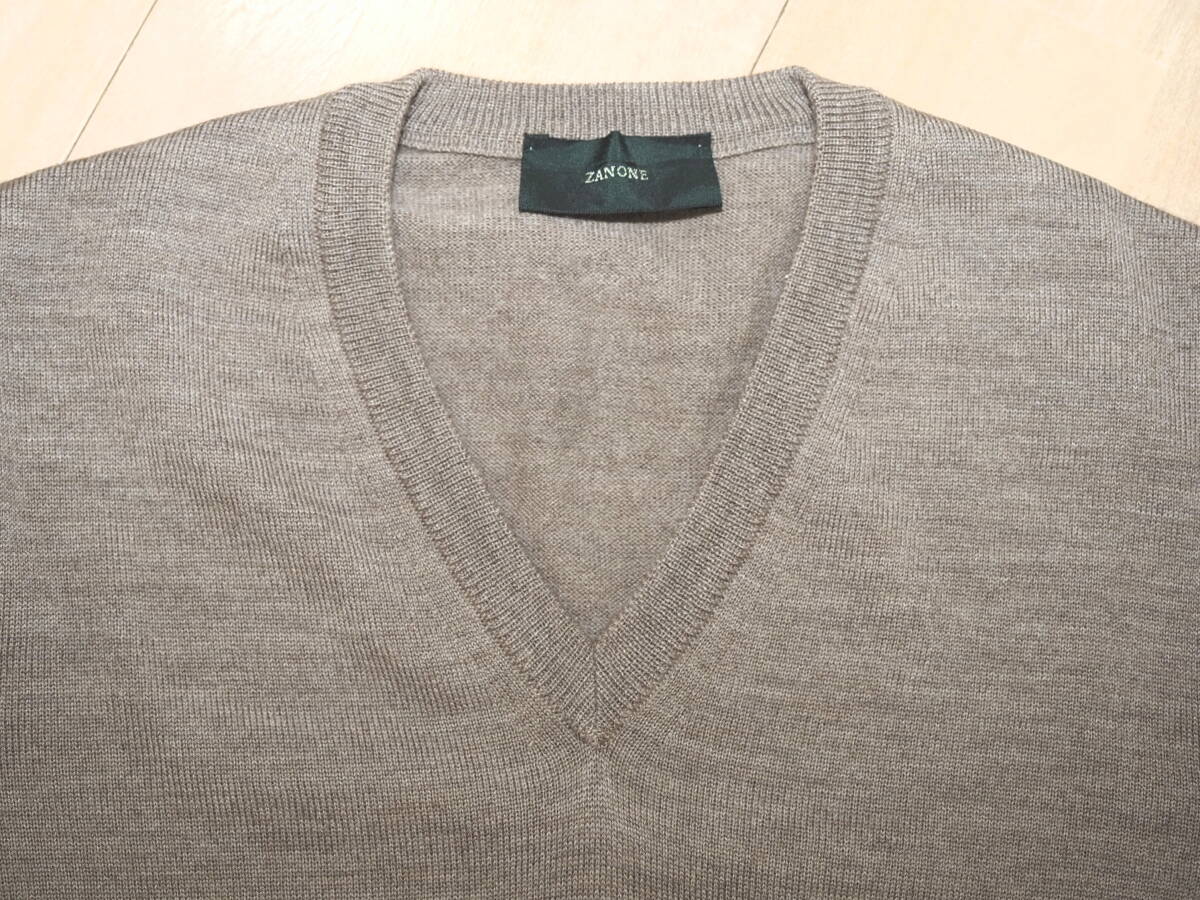 Yahoo!オークション - ZANONE ザノーネ Vネックウールニット46グレーベ...