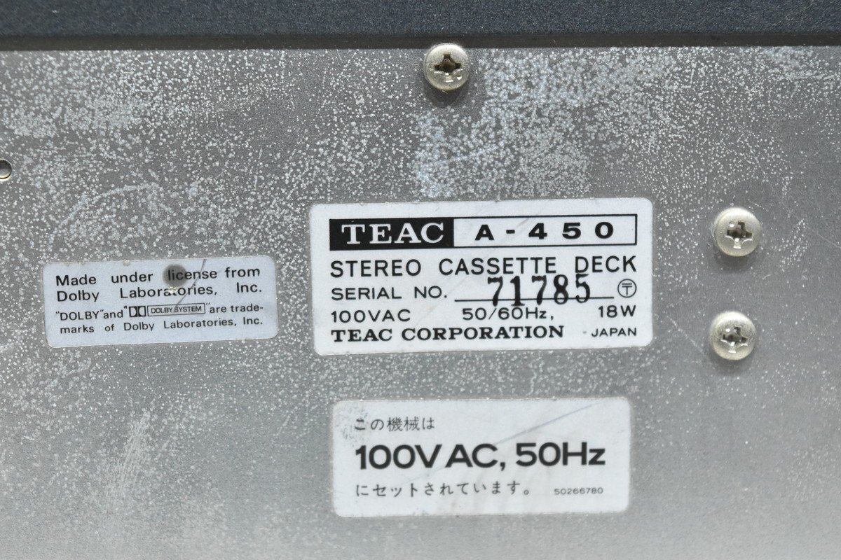 Yahoo!オークション - 【J】TEAC A-450 カセットデッキ ティアック 303...