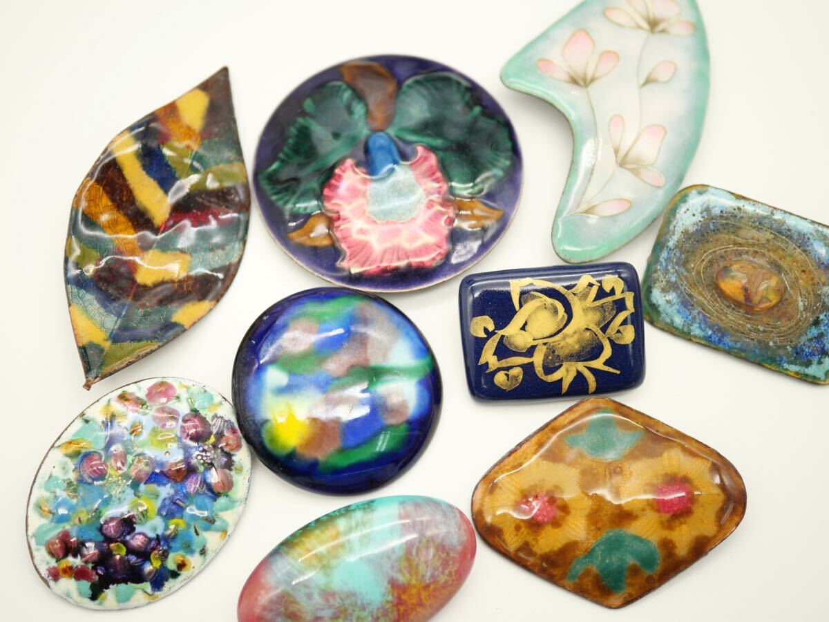 Yahoo!オークション - 【B99】焼き物系 ブローチ 七宝焼 九谷焼 九谷焼...