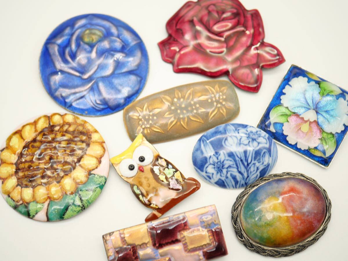 Yahoo!オークション - 【B96】焼き物系 ブローチ 七宝焼 九谷焼 九谷焼...