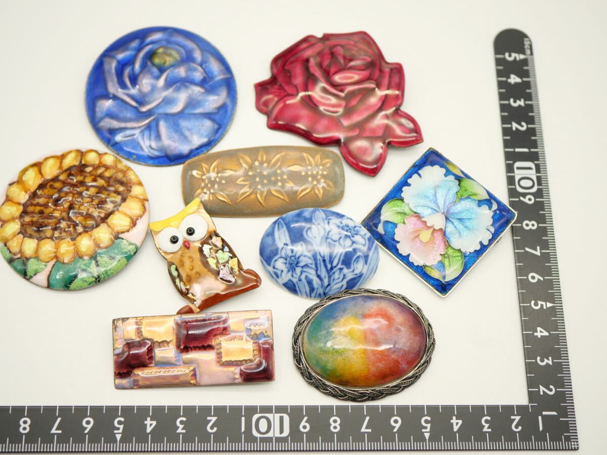 Yahoo!オークション - 【B96】焼き物系 ブローチ 七宝焼 九谷焼 九谷焼...