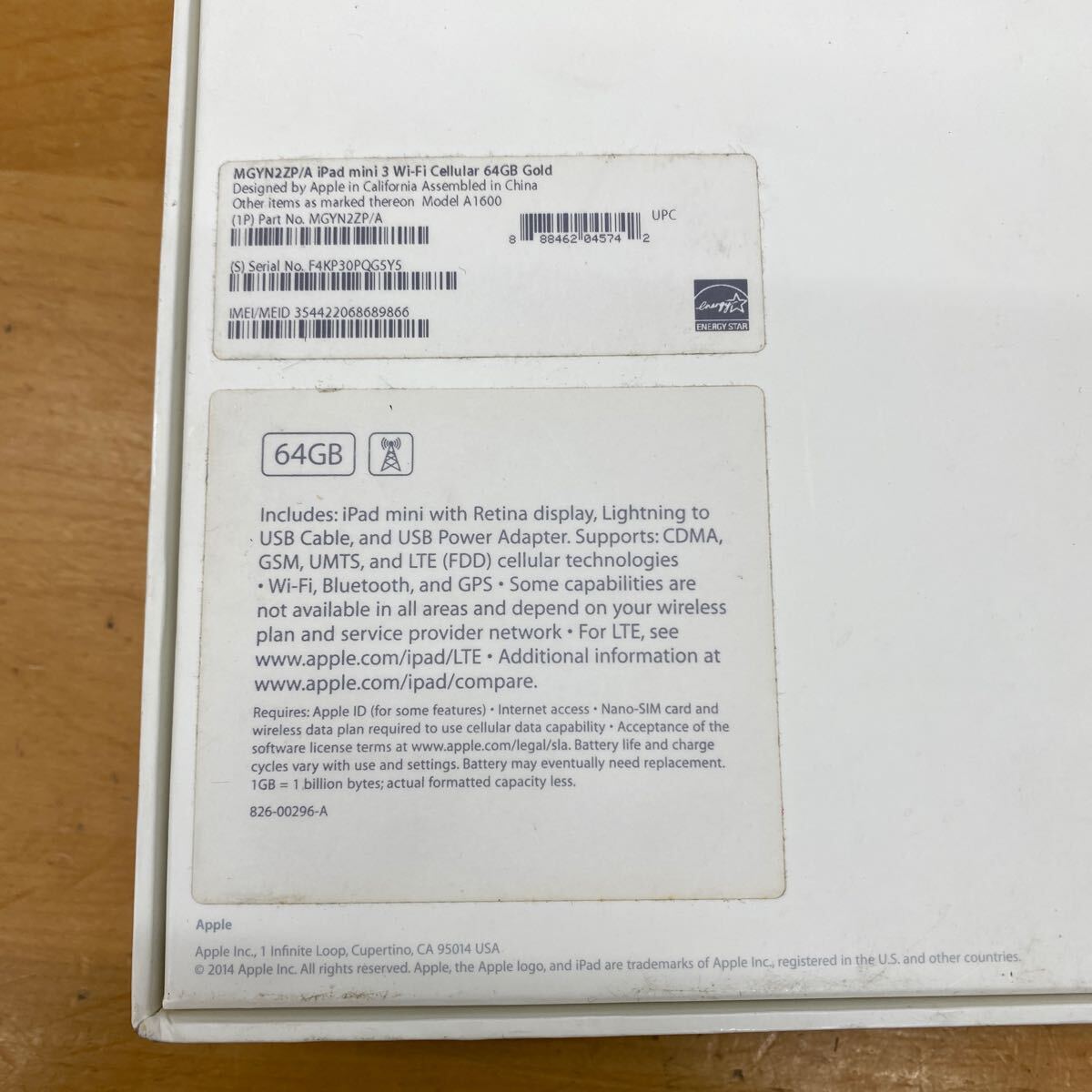 Yahoo!オークション - 【c707】稼働 iPad mini3 Wi-Fi＋cellular 64GB ...