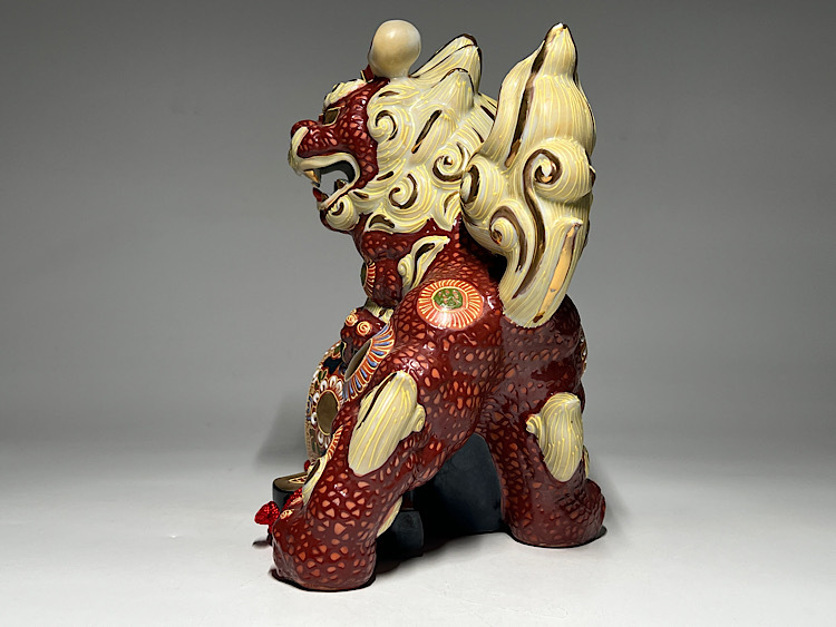 瑞】九谷焼 獅子一対 魔除け 置物 高さ:22.5cm(九谷 瑞】九谷焼 獅子一対 魔除け 置物 高さ:22.5cm(九谷