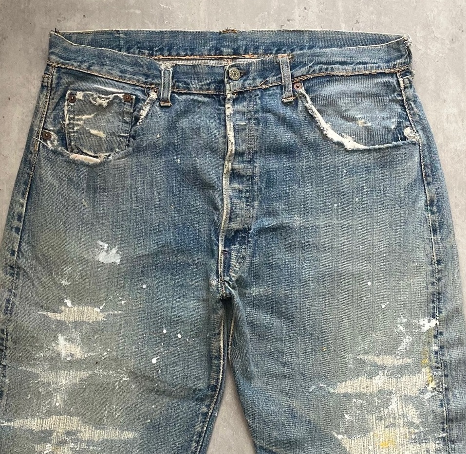 Yahoo!オークション - 60S LEVIS リーバイス501BIGE 刻印K ダブルネー...