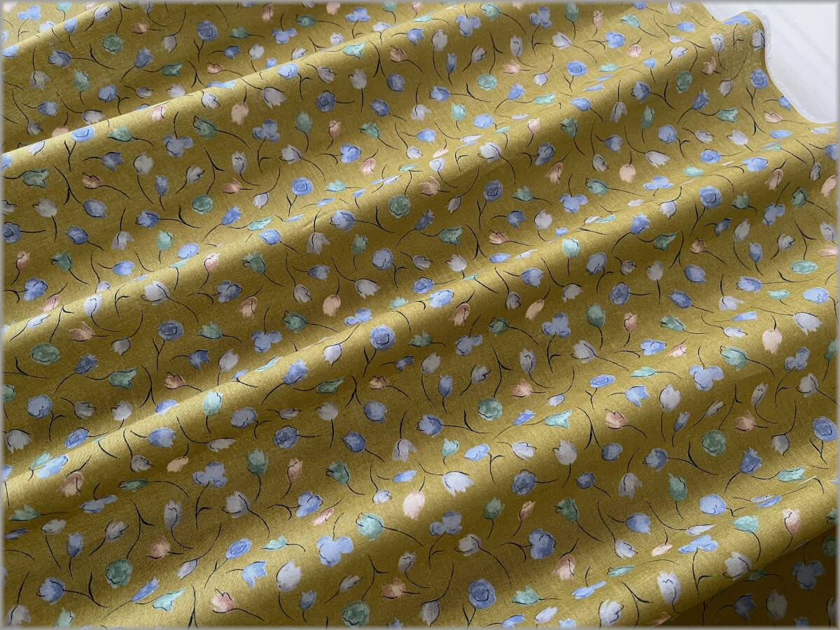 日本代購代標第一品牌【樂淘letao】－mets★6m*水彩花*コンパスシルキーライクコットン*greenmustard*1C