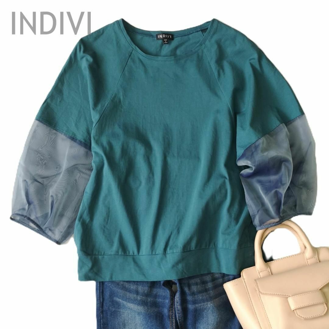 Yahoo!オークション - インディヴィ INDIVI シースルー袖 ラグラン カ...