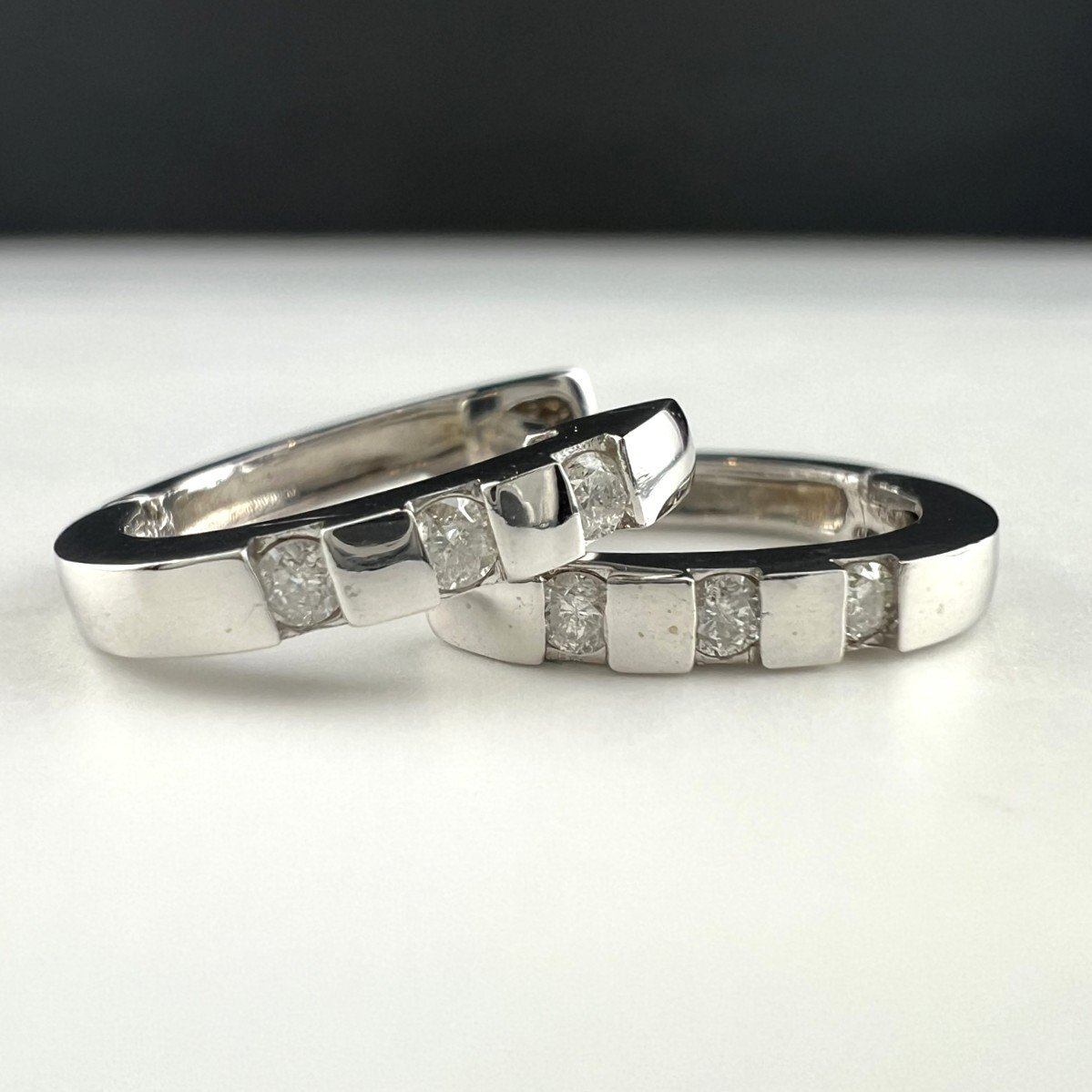 Yahoo!オークション - 【77】 K14WG ピアス シンプル ダイヤ キラキラ ...