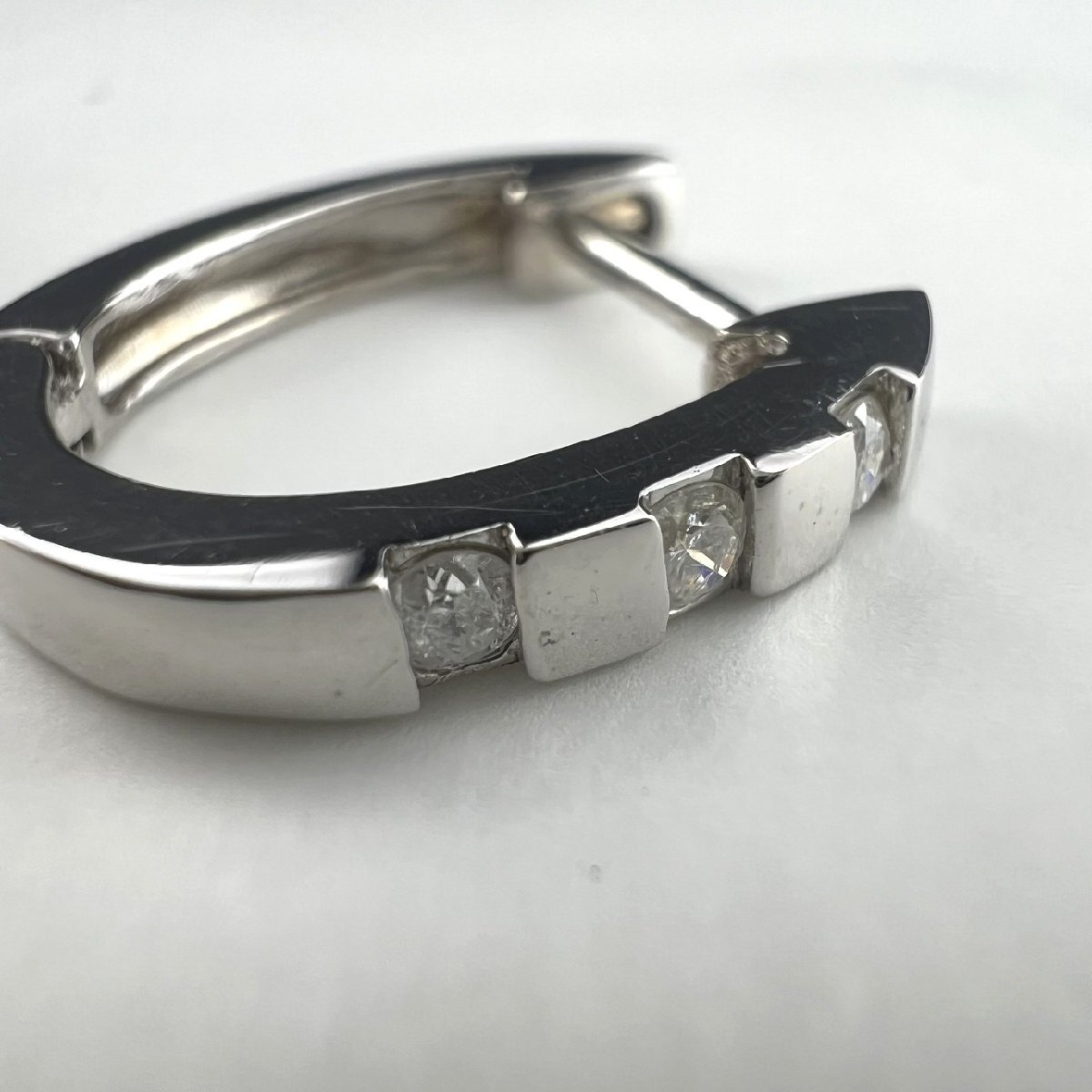 Yahoo!オークション - 【77】 K14WG ピアス シンプル ダイヤ キラキラ ...