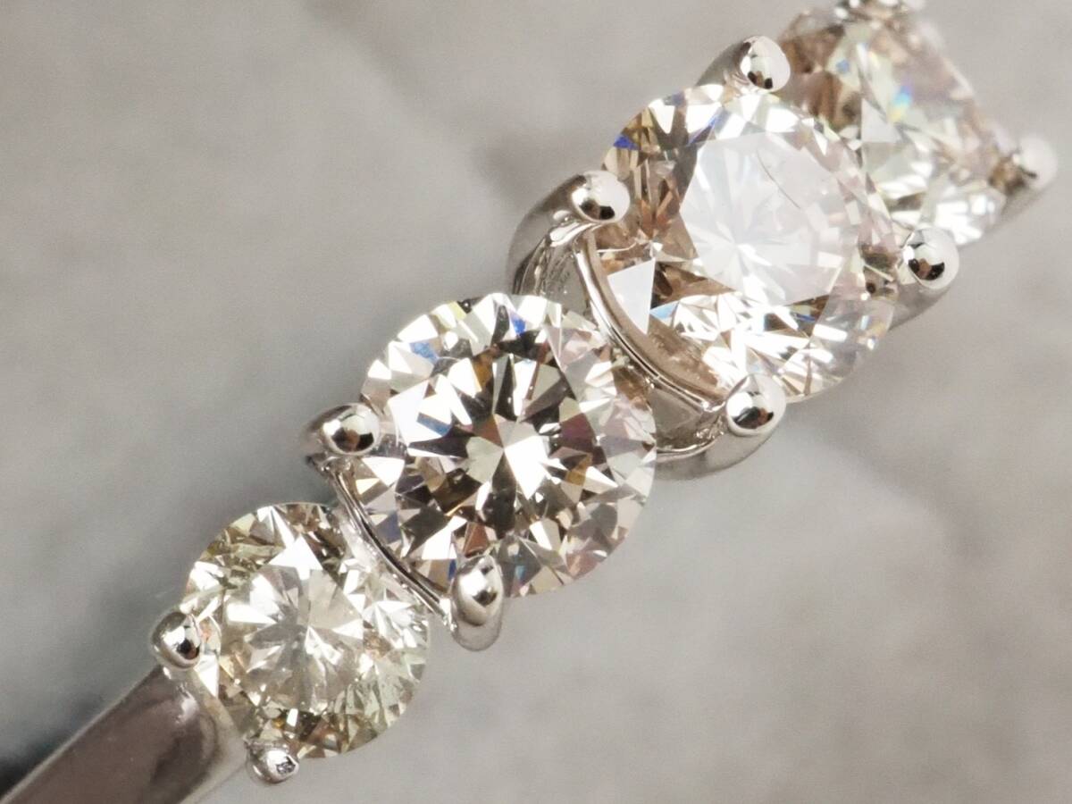 Yahoo!オークション - 【6504A】K18WG 天然ダイヤモンド 5P/1.00ct/1.5...