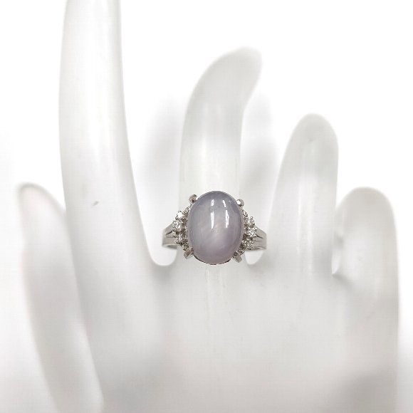 Yahoo!オークション - Y9245 Pt900 天然スターサファイア 7.68ct 天然...