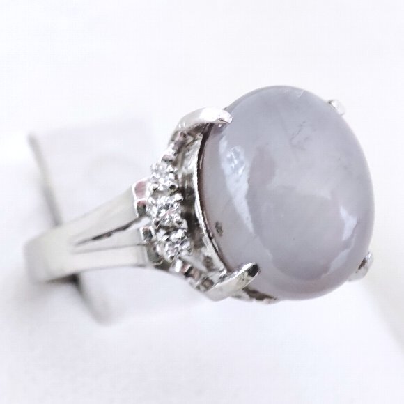 Yahoo!オークション - Y9245 Pt900 天然スターサファイア 7.68ct 天然...