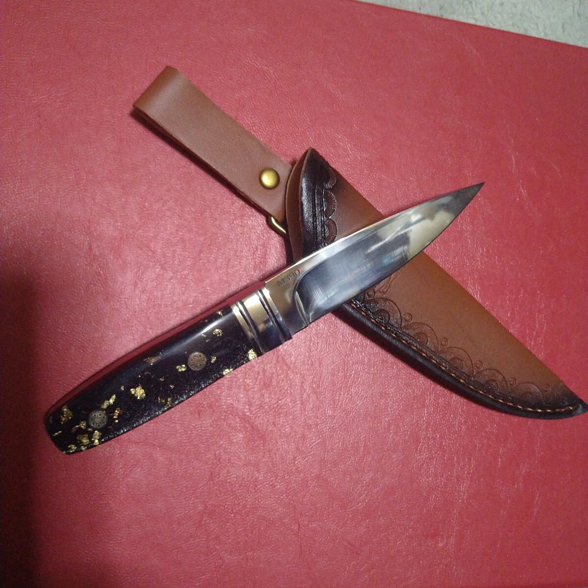 Yahoo!オークション - M390 狩猟ナイフ アウトドア ナイフ 黒木目ハン...