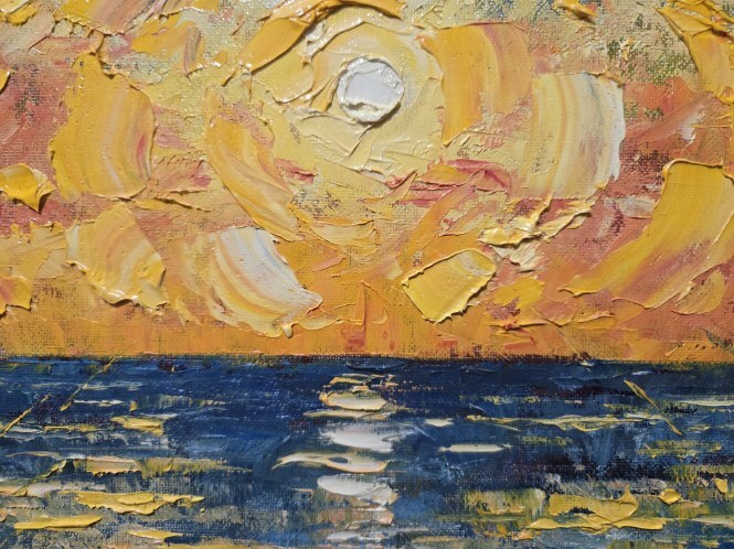 Yahoo!オークション - 【真作】「麗らかな日の出」油彩画 写真額A4サ...