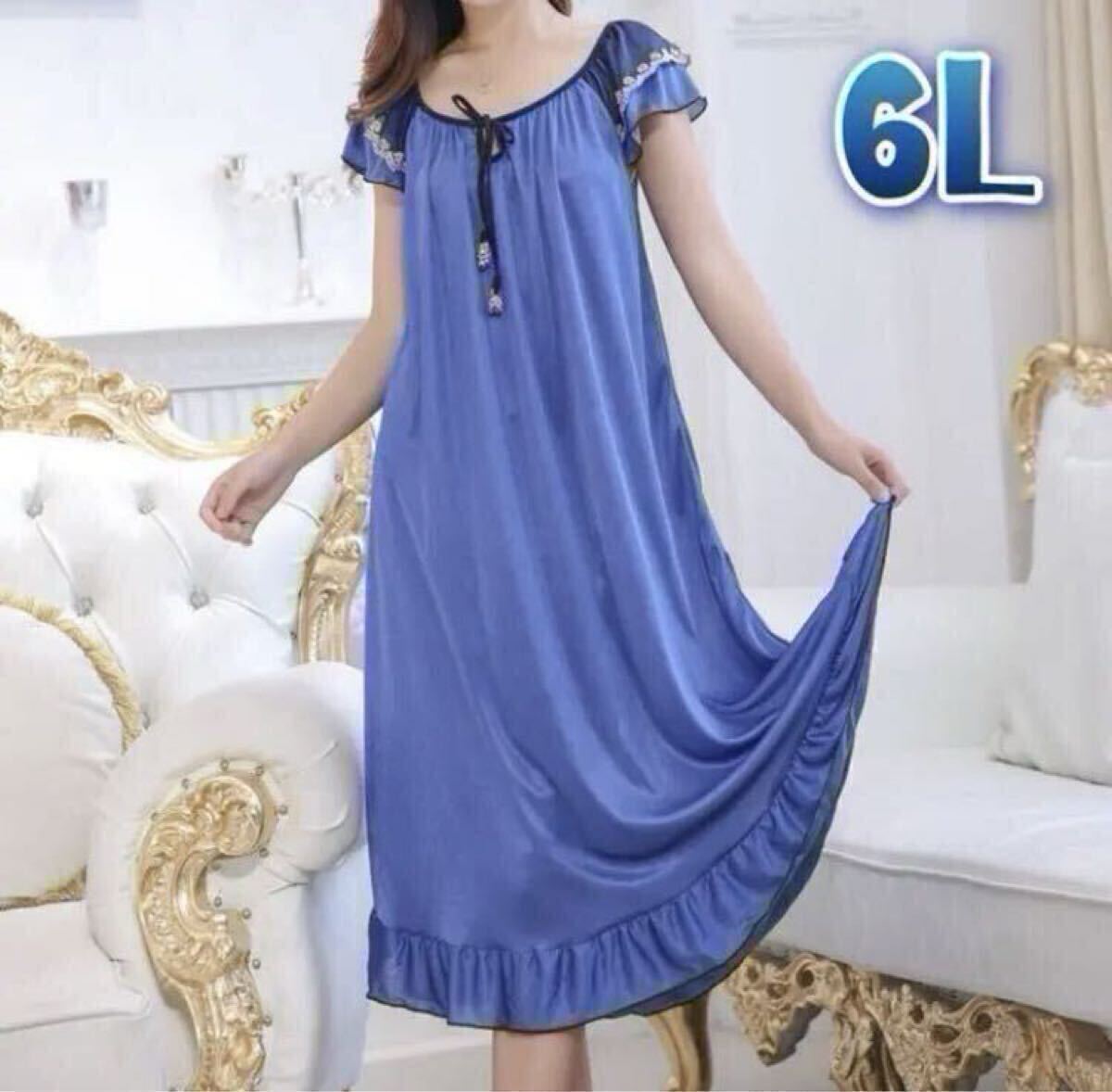 Yahoo!オークション - ブルー 青 パジャマ ルームウェア 6L 5XL ナイト...