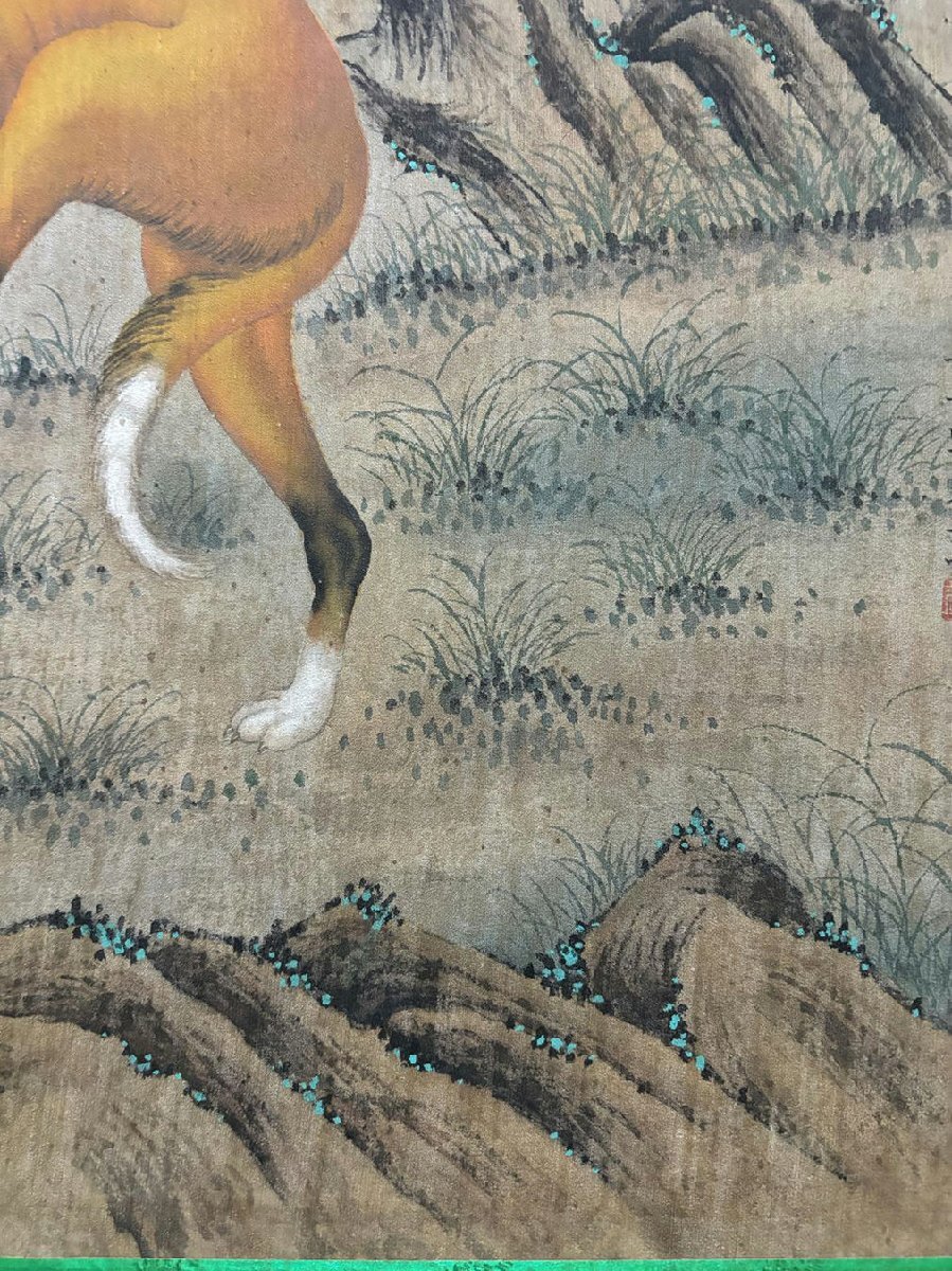 □観心・時代旧蔵□B2542中国古書道◇清 郎世寧 犬図立軸 掛け軸 □観心・時代旧蔵□B2542中国古書道◇清 郎世寧 犬図立軸 掛け軸