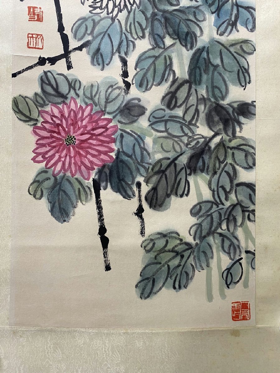 □観心・時代旧蔵□C555中国古書道 斉白石 紙本花卉 掛け軸 書画 □観心・時代旧蔵□C555中国古書道 斉白石 紙本花卉 掛け軸 書画