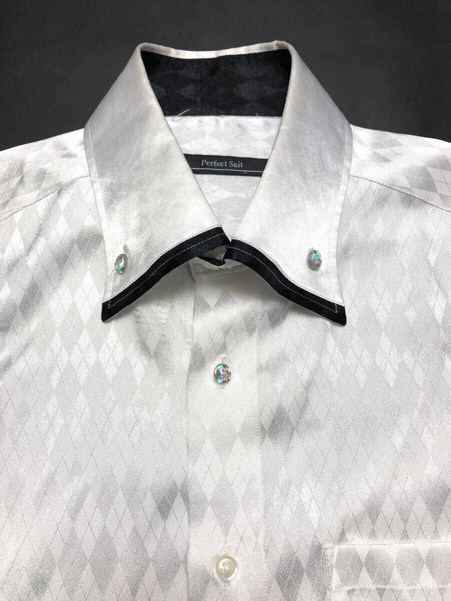 Yahoo!オークション - PSFA サテンシャツ 白 シャドーアーガイル柄 ク...