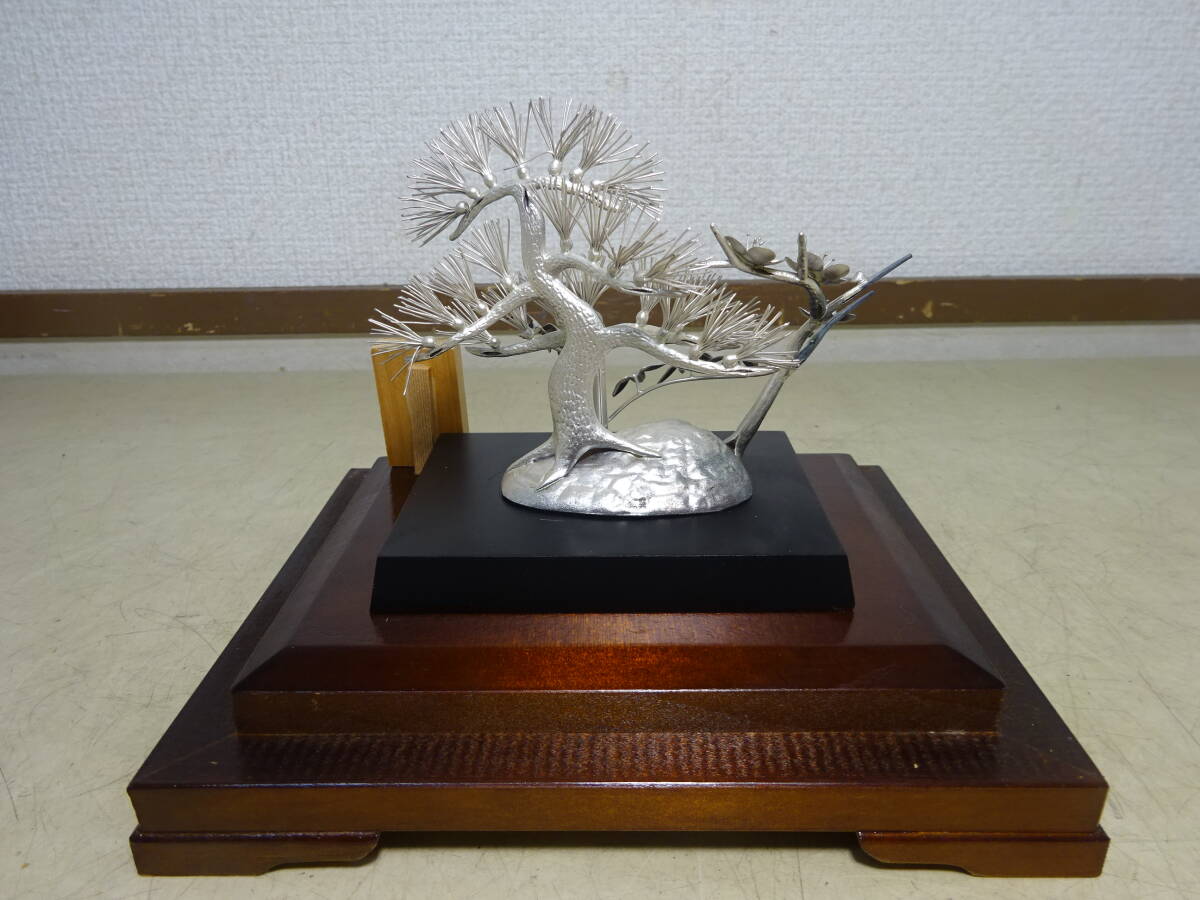 Yahoo!オークション - 京都8 純銀製 松竹梅 ガラスケース付 箱付 重量 ...