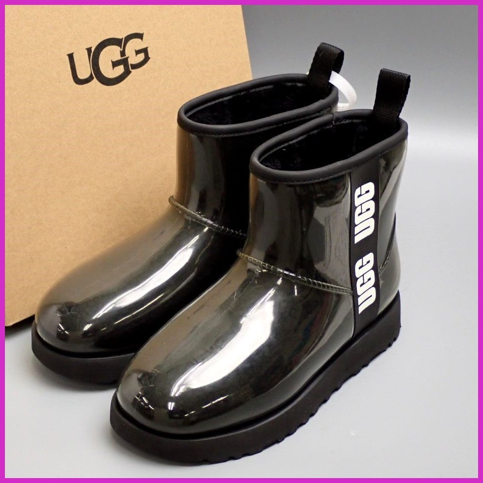 UGG/アグ クラシッククリアミニ レインブーツ 24cm/クリア/ブラック/ムートン/サイドロゴ/1113190/箱付き&1884400022(US7)｜売買されたオークション情報 ...