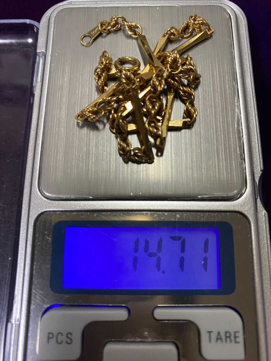 Yahoo!オークション - (O) K18 18金 750 ネックレス 総重量約14.71g 約...